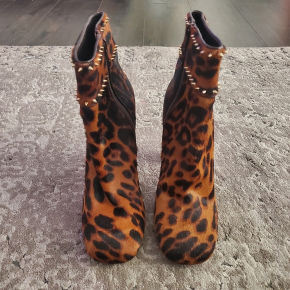 Christian Louboutin | Shoes | Christian Louboutin Cadra Spiked 0 Cheetah Bootie 39 | Poshmark
